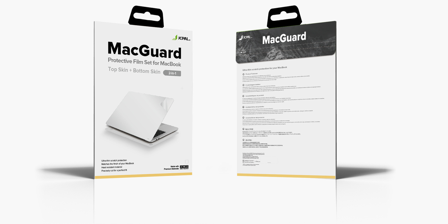 JCPal MacGuard Two-in-One Skin Set (Space Gray, Top skin+Back skin) for ...